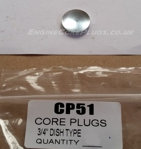 3/4" Dish Core Plug Mild Steel Imperial - Automotive use