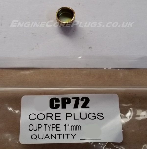 11mm Cup Core Plug Mild Steel Metric - Automotive use